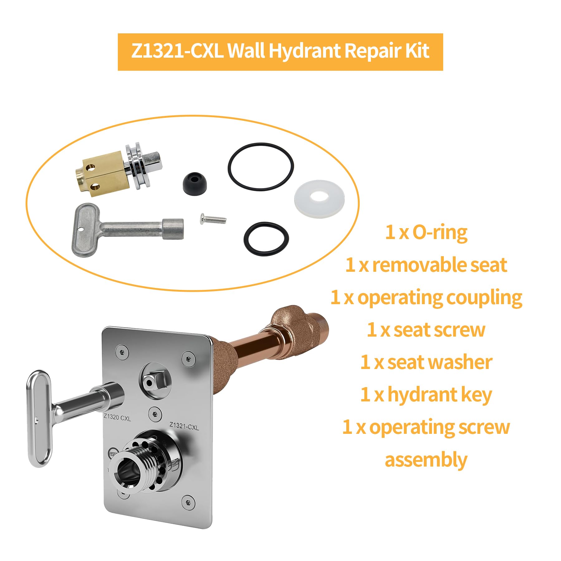 Denkuhin HYD-RK-Z1321-CXL Wall Hydrant Repair Kit Compatible with Wall Hydrant, Replace Part for Z1321-CXL Z1320-CXL