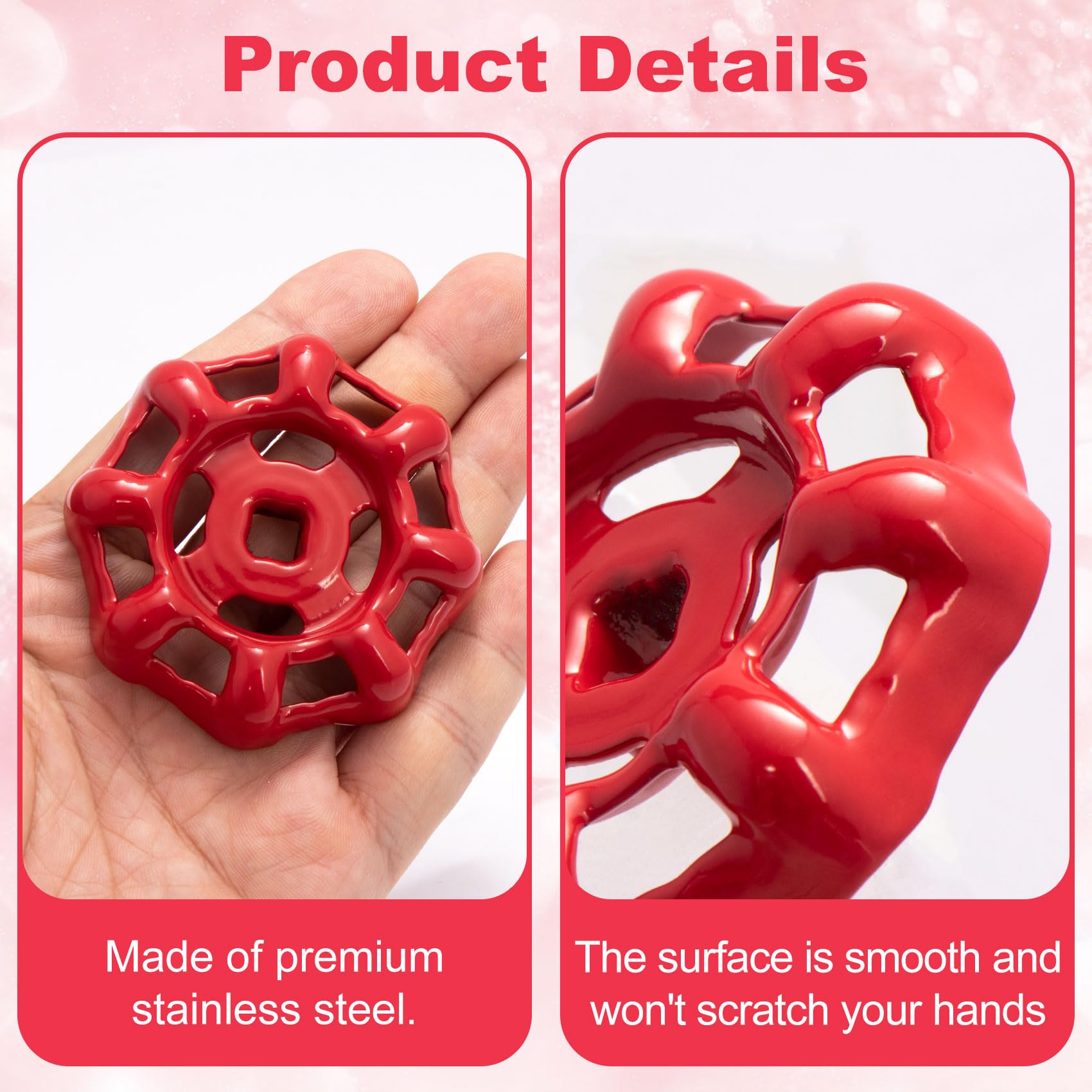 Pndeyo 2pcs Outdoor Faucet Handle Hose Bib Handle, Water Spigot Handle Round Wheel Outside Water Valve Faucet Handle Replacement Parts-Red