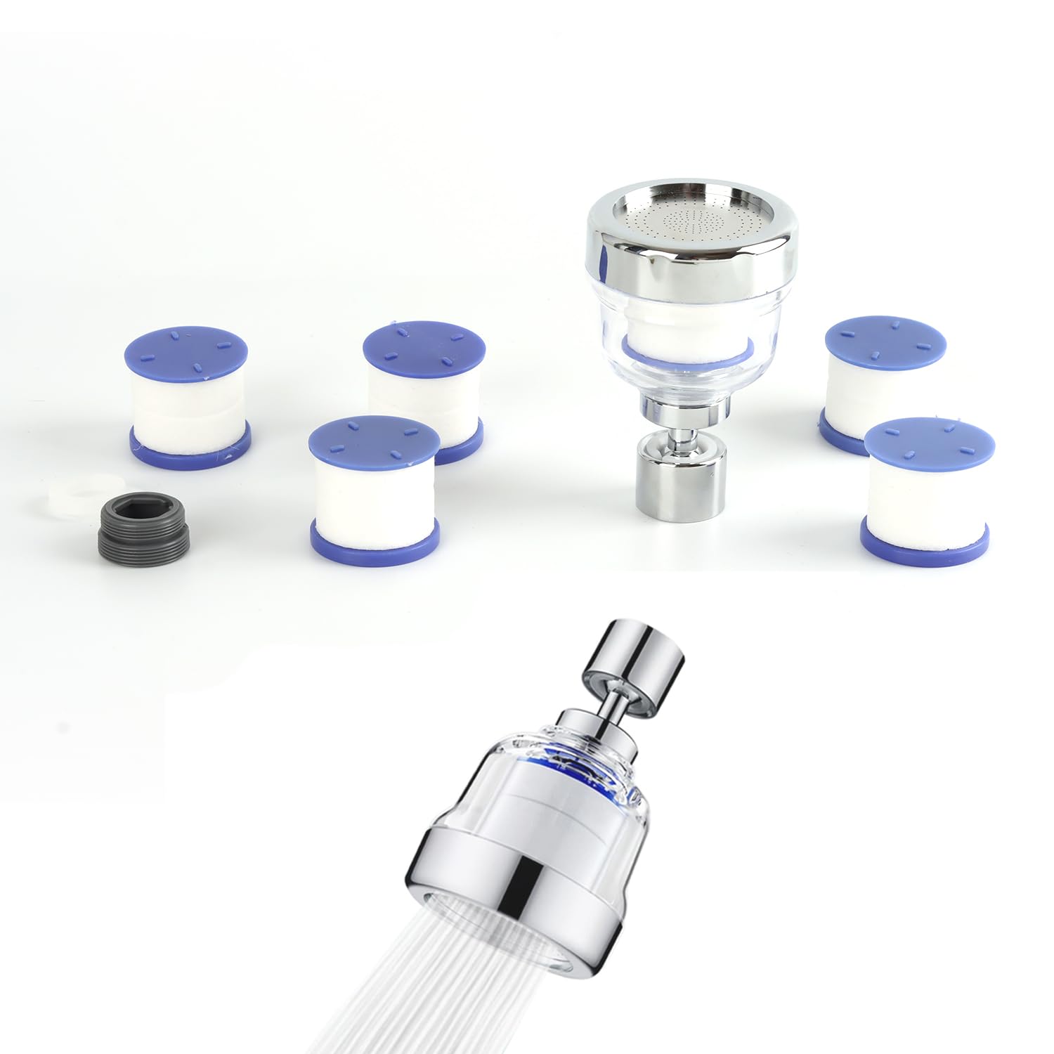 Faucet Extension Replacement Part for Kitchen, Bathroom, Anti-Splash, Water Saving (Faucet with Filter) Swivel Tap Water Purifier Filtration