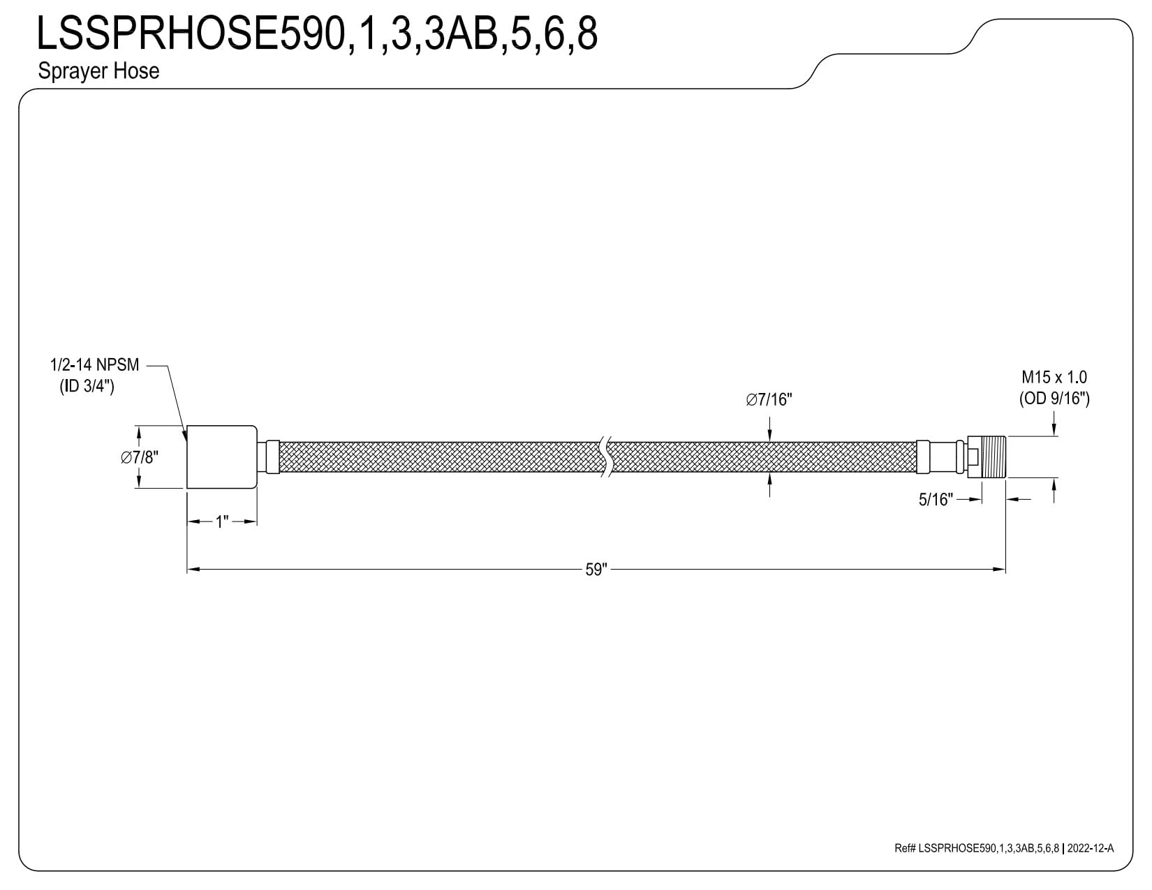 Kingston Brass LSSPRHOSE595 Faucet-Spray-Hoses, Oil Rubbed Bronze