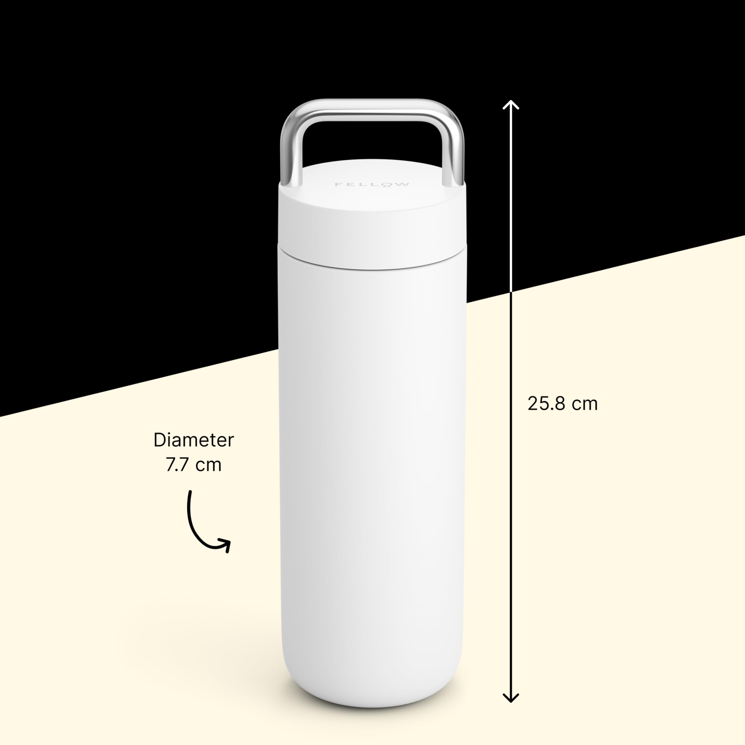 Fellow 20 oz Carter Carry Vacuum Insulated Tumbler for Water, Tea, Coffee, Smoothies, & more - Stainless Steel - Keeps Heat for 12 Hours/Stays Cold for 24 Hours-Leak-Proof Seal-Slim Width-Matte White
