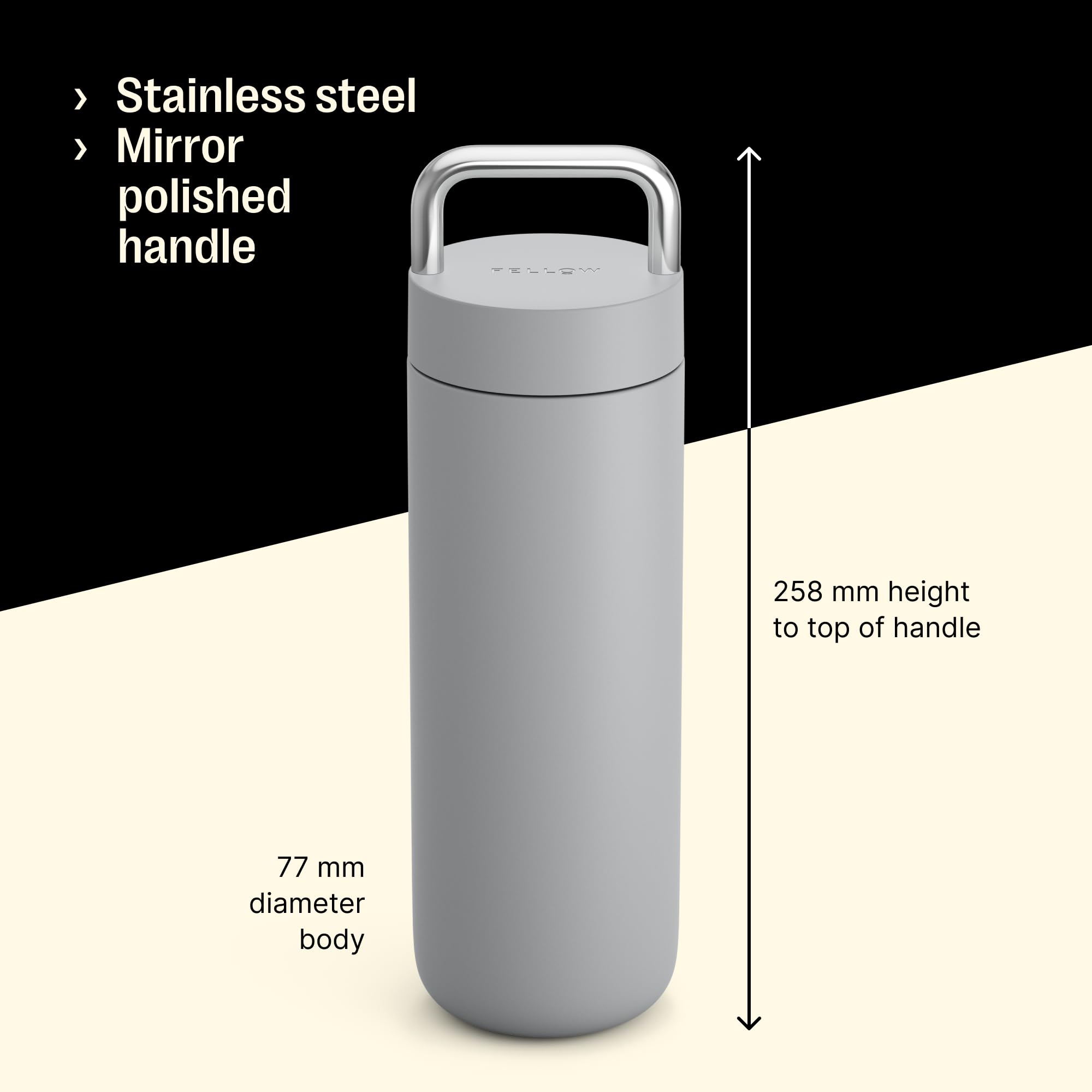 Fellow 20 oz Carter Carry Vacuum Insulated Tumbler for Water, Tea, Coffee, Smoothies, & more - Stainless Steel - Keeps Heat for 12 Hours/Stays Cold for 24 Hours-Leak-Proof Seal-Slim Width - Matte Grey