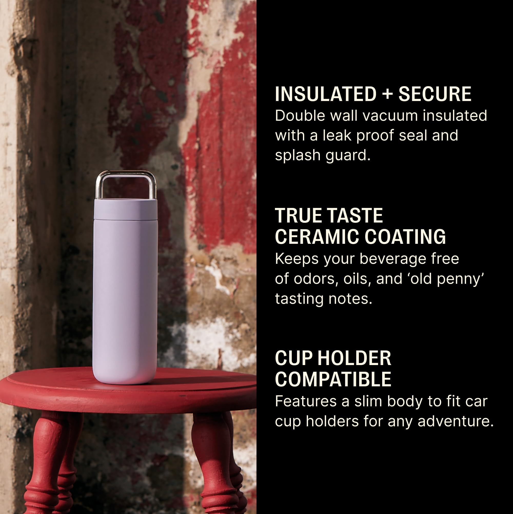 Fellow 20 oz Carter Carry Vacuum Insulated Tumbler for Water, Tea, Coffee, Smoothies, & more - Stainless Steel - Keeps Heat for 12 Hours/Stays Cold for 24 Hours-Leak-Proof Seal-Slim Width-Peri Twinkle