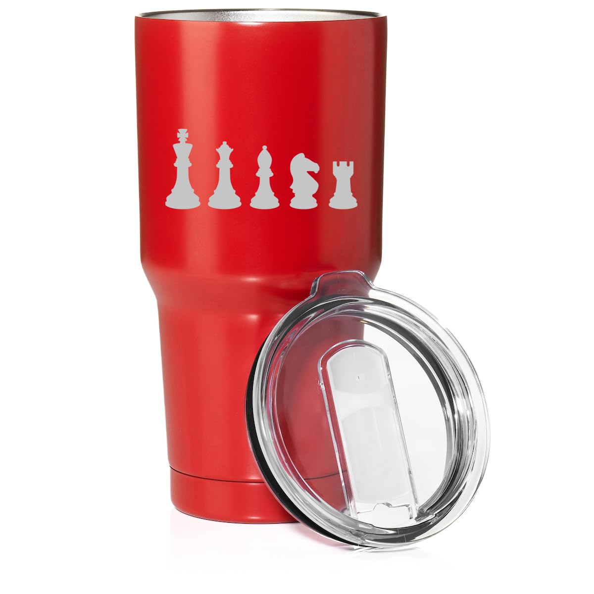Smooth Body Tumbler Stainless Steel Vacuum Insulated Travel Mug Cup Gift Chess Pieces (30 oz, Red)