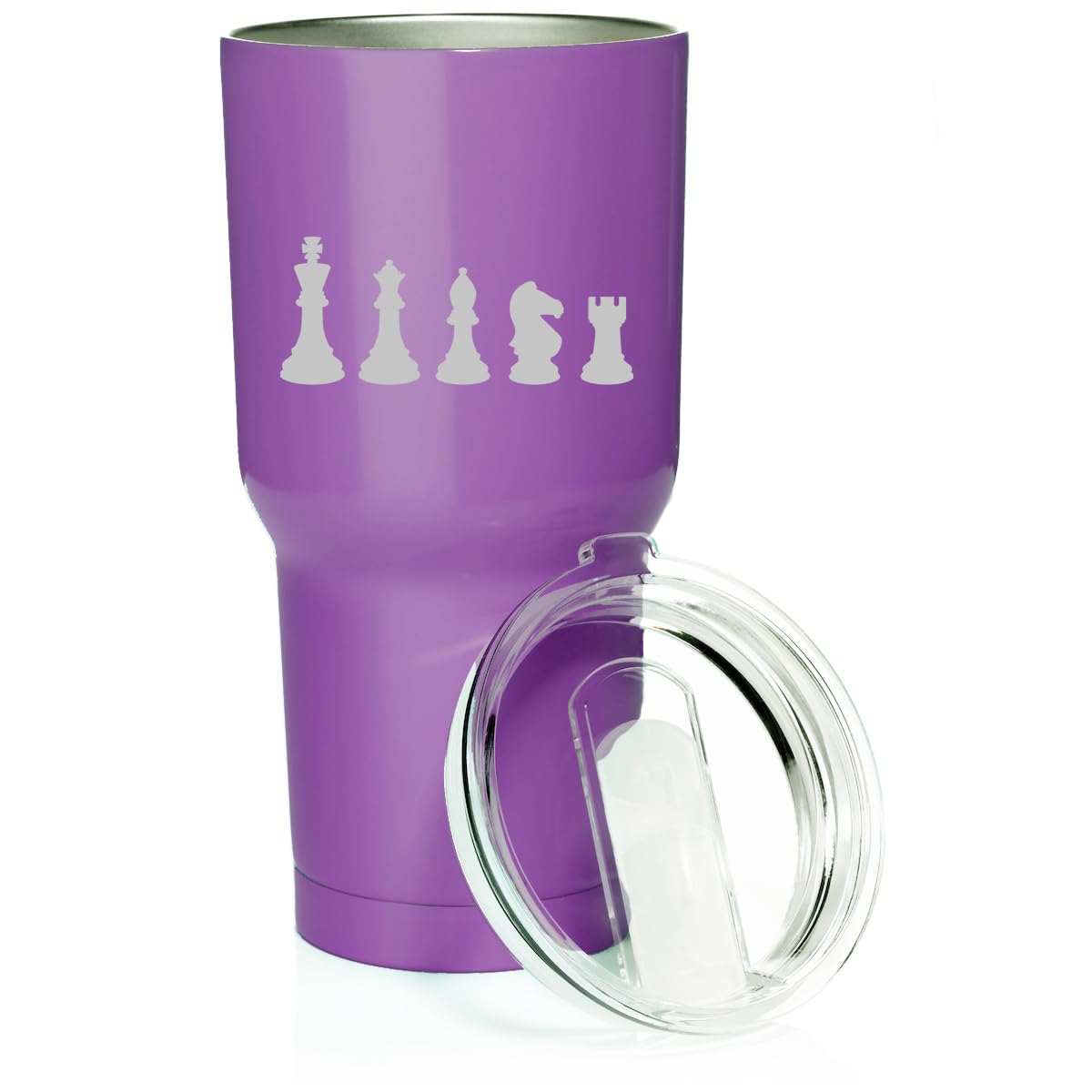 Smooth Body Tumbler Stainless Steel Vacuum Insulated Travel Mug Cup Gift Chess Pieces (30 oz, Purple)