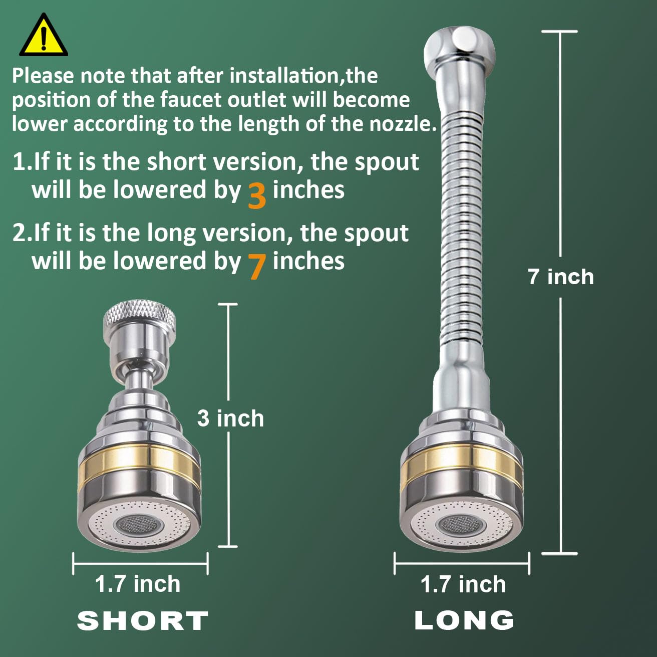 SVHCCBAR Swivel Faucet Aerator,Dual-function Faucet Nozzle 360 Degree Big Angle Rotating Kitchen Sink Faucet Attachment,Swivel Faucet Extender for Kitchen Sink Aerator LONG