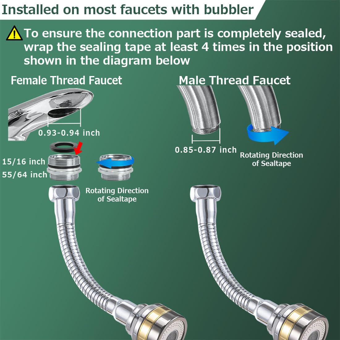 SVHCCBAR Swivel Faucet Aerator,Dual-function Faucet Nozzle 360 Degree Big Angle Rotating Kitchen Sink Faucet Attachment,Swivel Faucet Extender for Kitchen Sink Aerator LONG