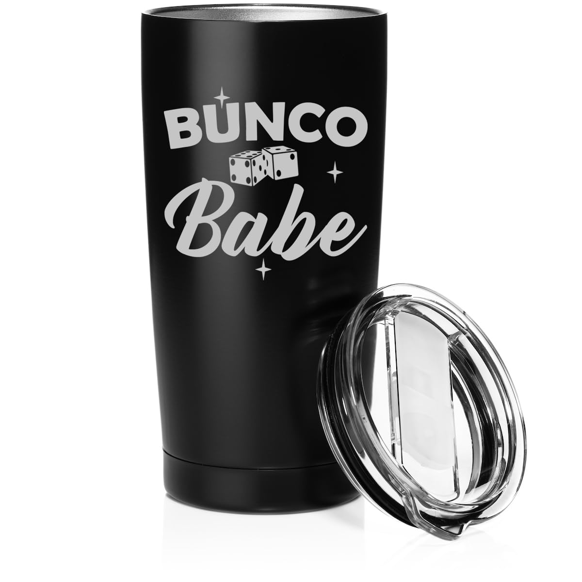 Smooth Body Tumbler Stainless Steel Vacuum Insulated Travel Mug Cup Gift Bunco Babe (20 oz, Matte Black)