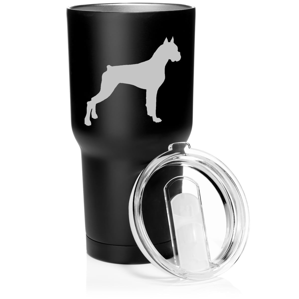 Smooth Body Tumbler Stainless Steel Vacuum Insulated Travel Mug Cup Gift Boxer Dog (30 oz, Matte Black)