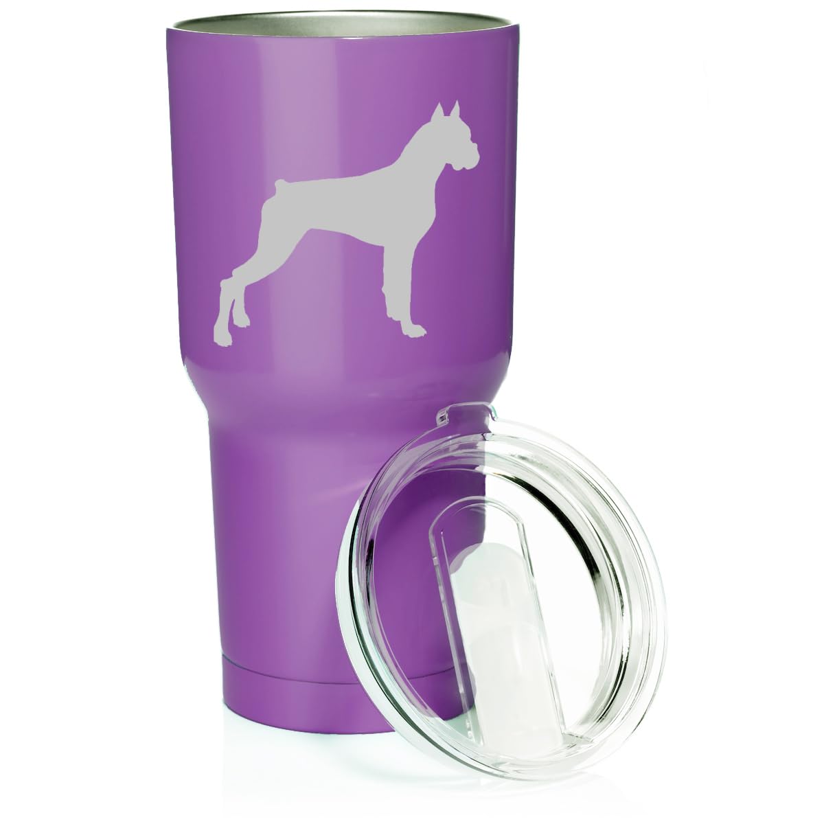 Smooth Body Tumbler Stainless Steel Vacuum Insulated Travel Mug Cup Gift Boxer Dog (30 oz, Purple)