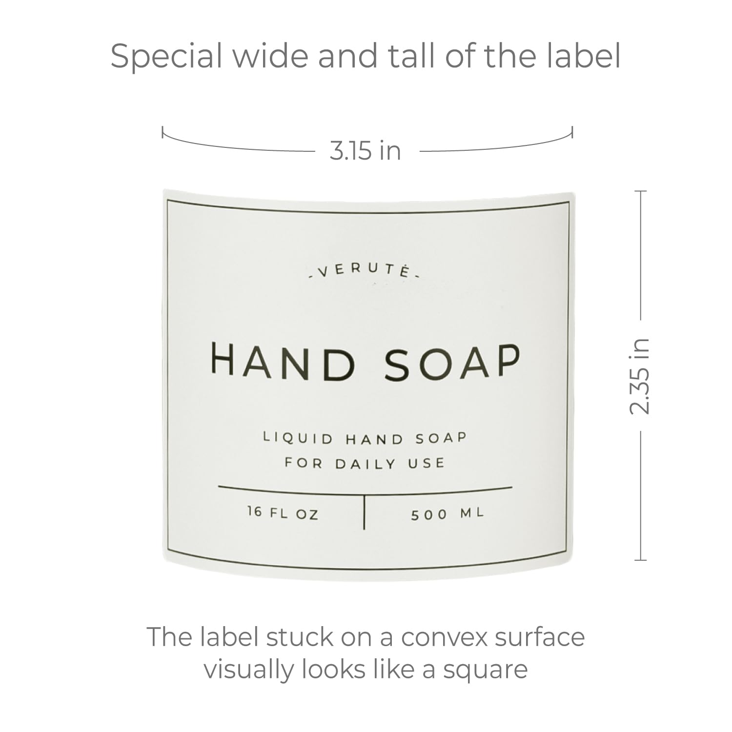 Verute Waterproof Labels for Amber Glass Soap Dispenser and Plastic Bottles 3.15"x2.35" Peel & Stick - Kitchen, Bathroom & Shower Set - 24 Pieces (White)