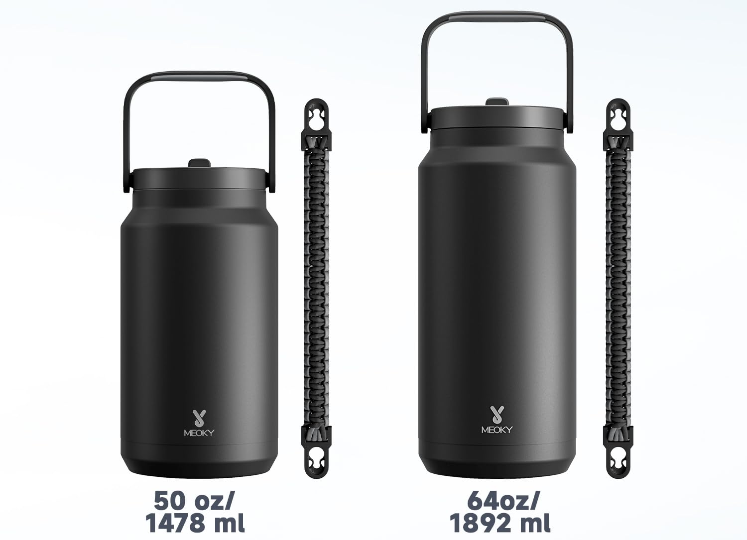 Meoky 50 oz Tumbler with Handle, Stainless Steel Vacuum Insulated Water Bottle, Keeps Cold for 36 Hours, 100% Leak Proof, BPA-free, Non-slip Base (Night