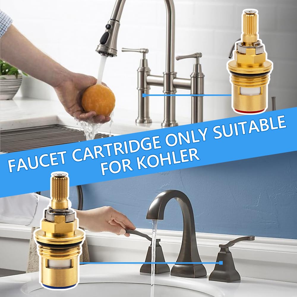 Ceramic Valve for Kohler K-GP77006-RP Faucet Cartridge, Cold Water Cartridge Replacement, One Size, Brass