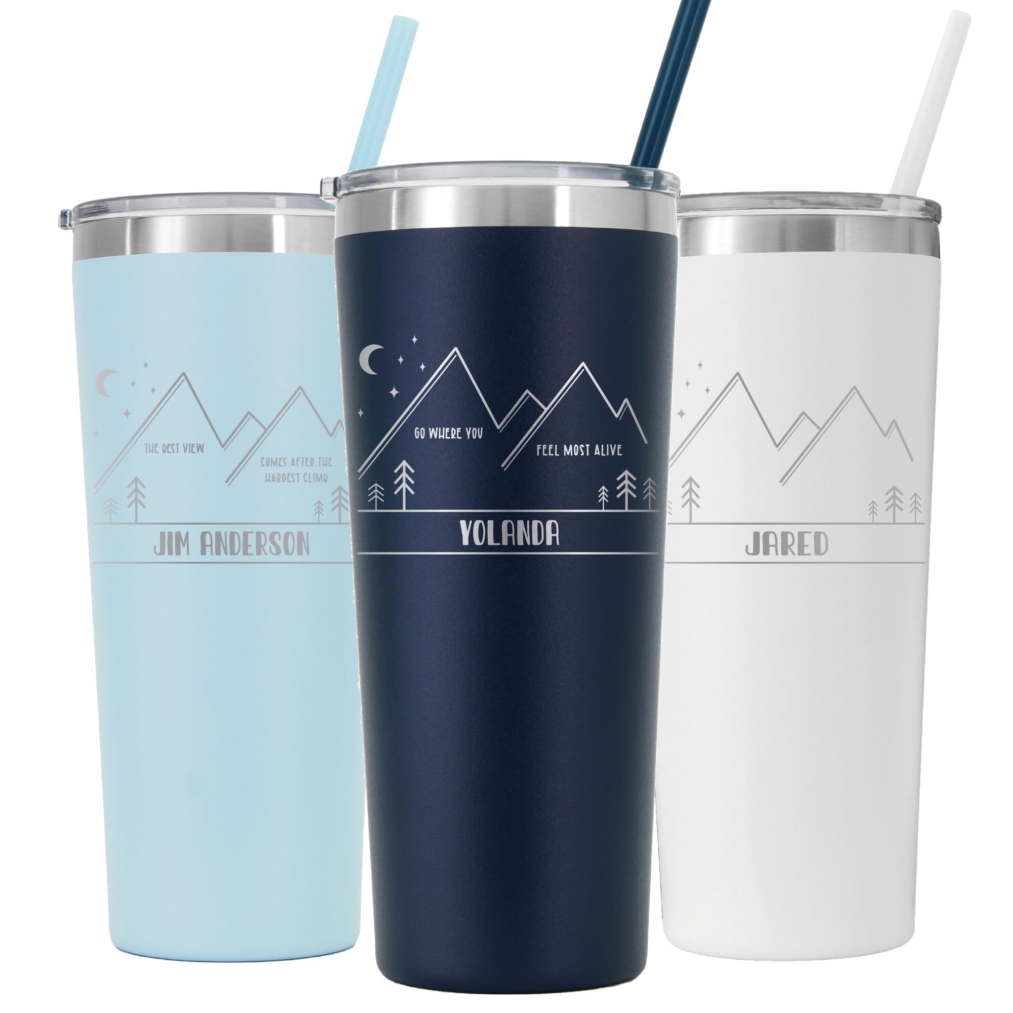 AVITO Personalized Motivational Mountain 22oz Tumbler - Laser Engraved - Vacuum Insulated - Stainless Steel