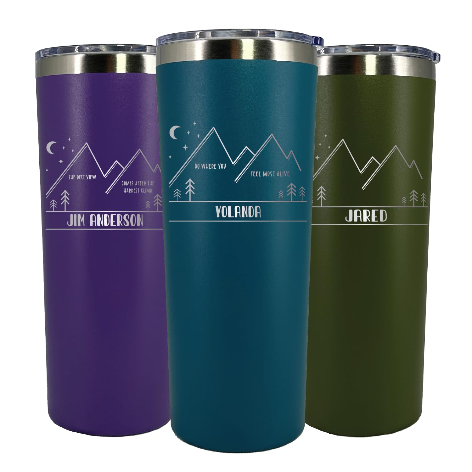 AVITO Personalized Motivational Mountain 22oz Tumbler - Laser Engraved - Vacuum Insulated - Stainless Steel