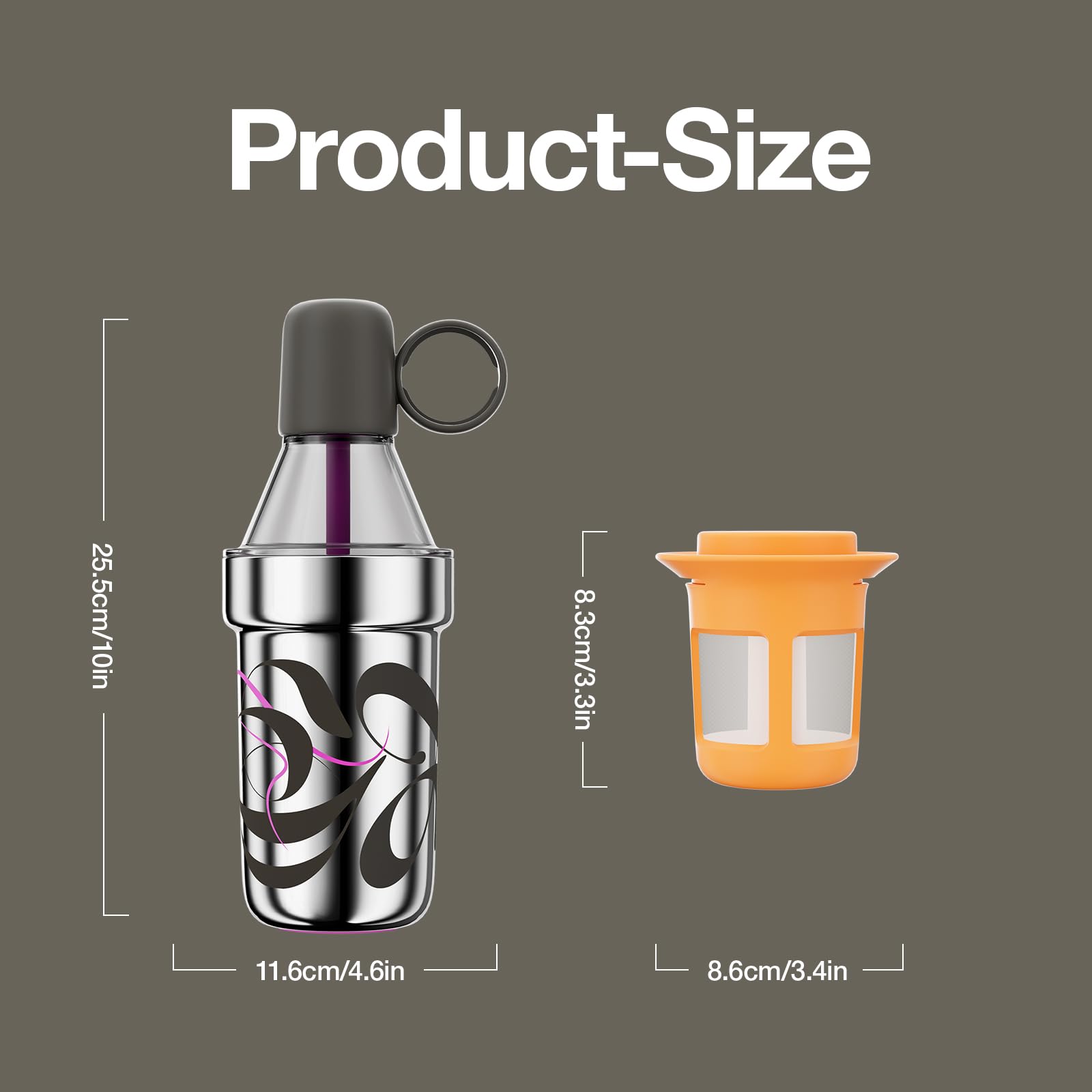 CHAKO LAB Tumbler 25Oz Stainless Steel Coffee Mug Double vacuum wall,Easy to Grip,Keep hot and cold,Two drinking methods: straw cup and straight cup;BPA free【Travel Mug】