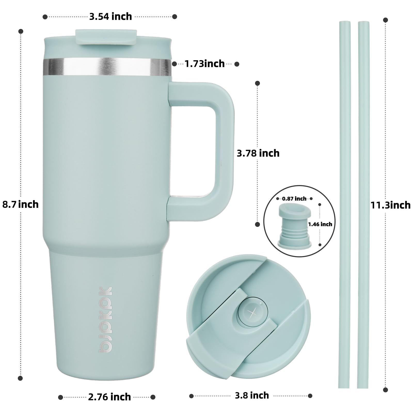 BJPKPK 30 oz Tumbler With Handle Insulated Tumblers With Lid And Straw Stainless Steel Thermal Cup,Blue Haze
