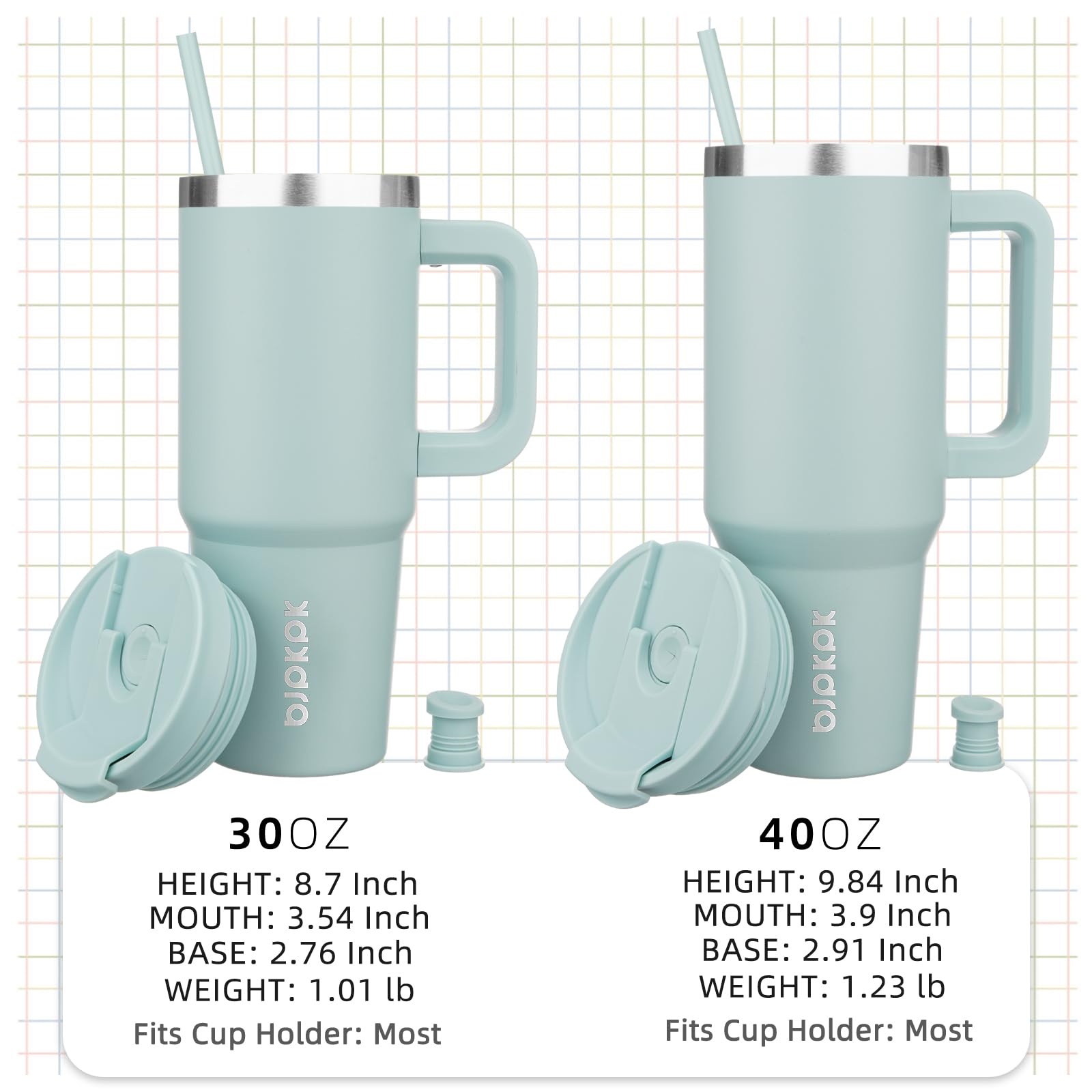 BJPKPK 30 oz Tumbler With Handle Insulated Tumblers With Lid And Straw Stainless Steel Thermal Cup,Blue Haze