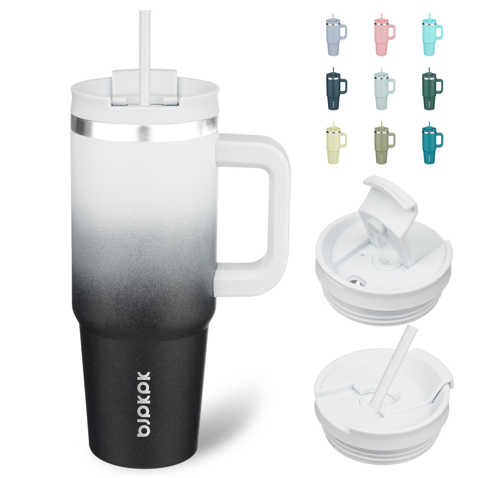 BJPKPK 30 oz Insulated Tumbler With Lid And Straw Stainless Steel Tumblers Cup With Handle For Women And Men,Day And Night