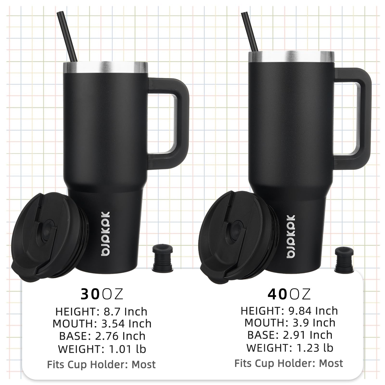 BJPKPK 30oz Stainless Steel Insulated Tumbler With Handle And Lid Straw Travel Coffee Mug Thermal Cup,Black