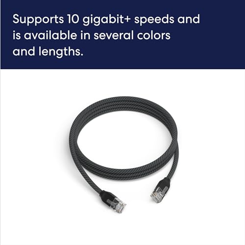 Amazon eero CAT6a Ethernet cable - Supports 10 gigabit+ speeds, 5 foot, 1-pack, Titanium Black