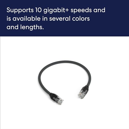 Amazon eero CAT6a Ethernet cable - Supports 10 gigabit+ speeds, 1 foot, 1-pack, Titanium Black