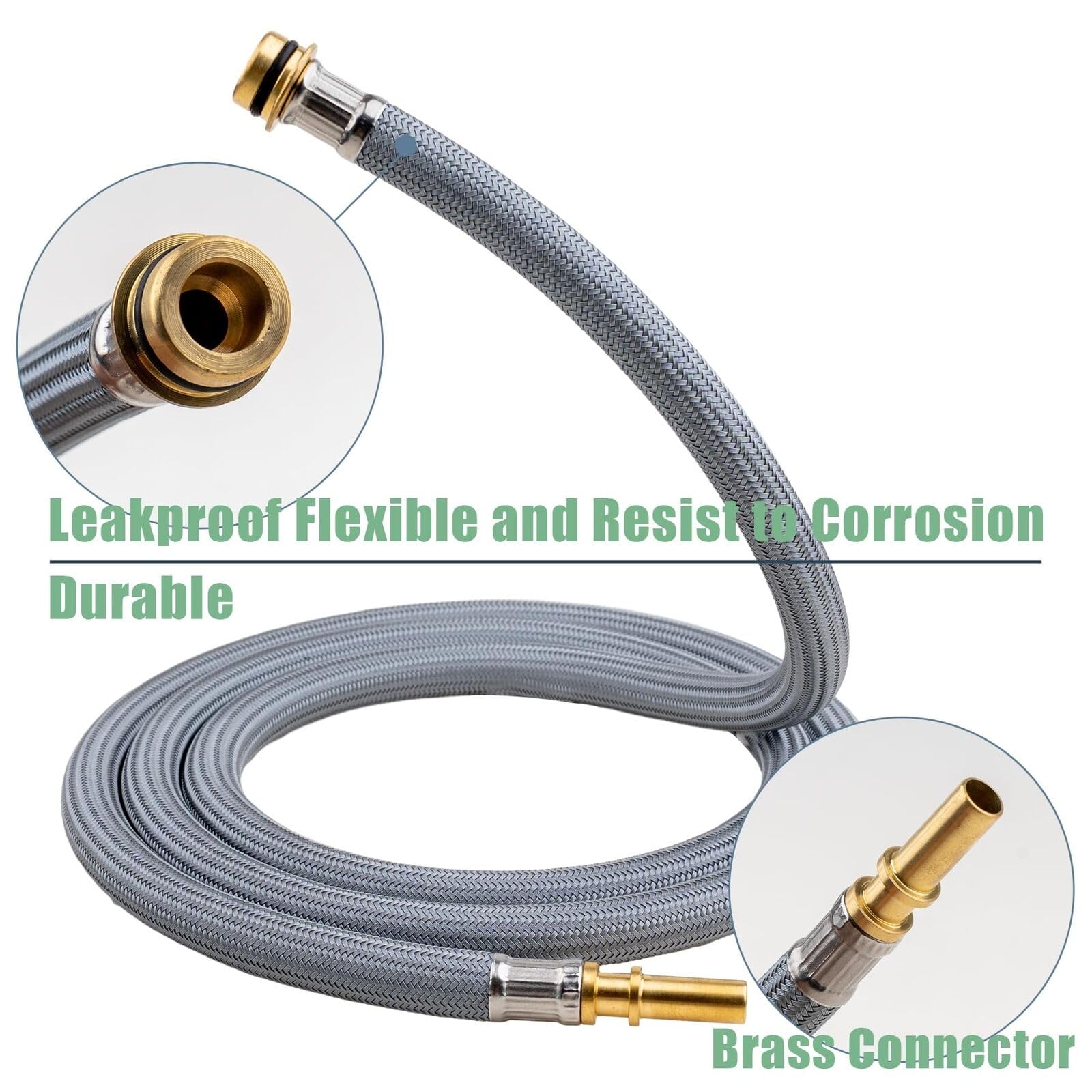 88624000 Pull-out Hose for Hansgrohe Kitchen Faucets, Kitchen Sink Faucet Replacement Parts, Pull-down Spray Hose Replacement with Brass Connectors, 59-Inch + 10.5-Inch