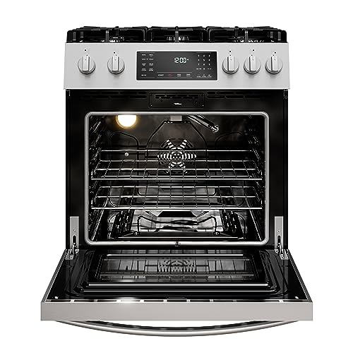 Kenmore Front Control Gas Range Oven with 5 Cooktop Burners, True Convection, Steam and Self Clean, Freestanding Stainless Steel Stove and Oven, 4.8 cu. ft. Capacity