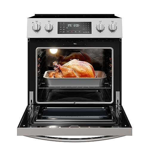 Kenmore Front Control Electric Range Oven with 5 Cooktop Elements with 7 Cooking Power Options, True Convection, Steam and Self Clean, Freestanding Oven, 4.8 cu. ft. Capacity Stainless Steel