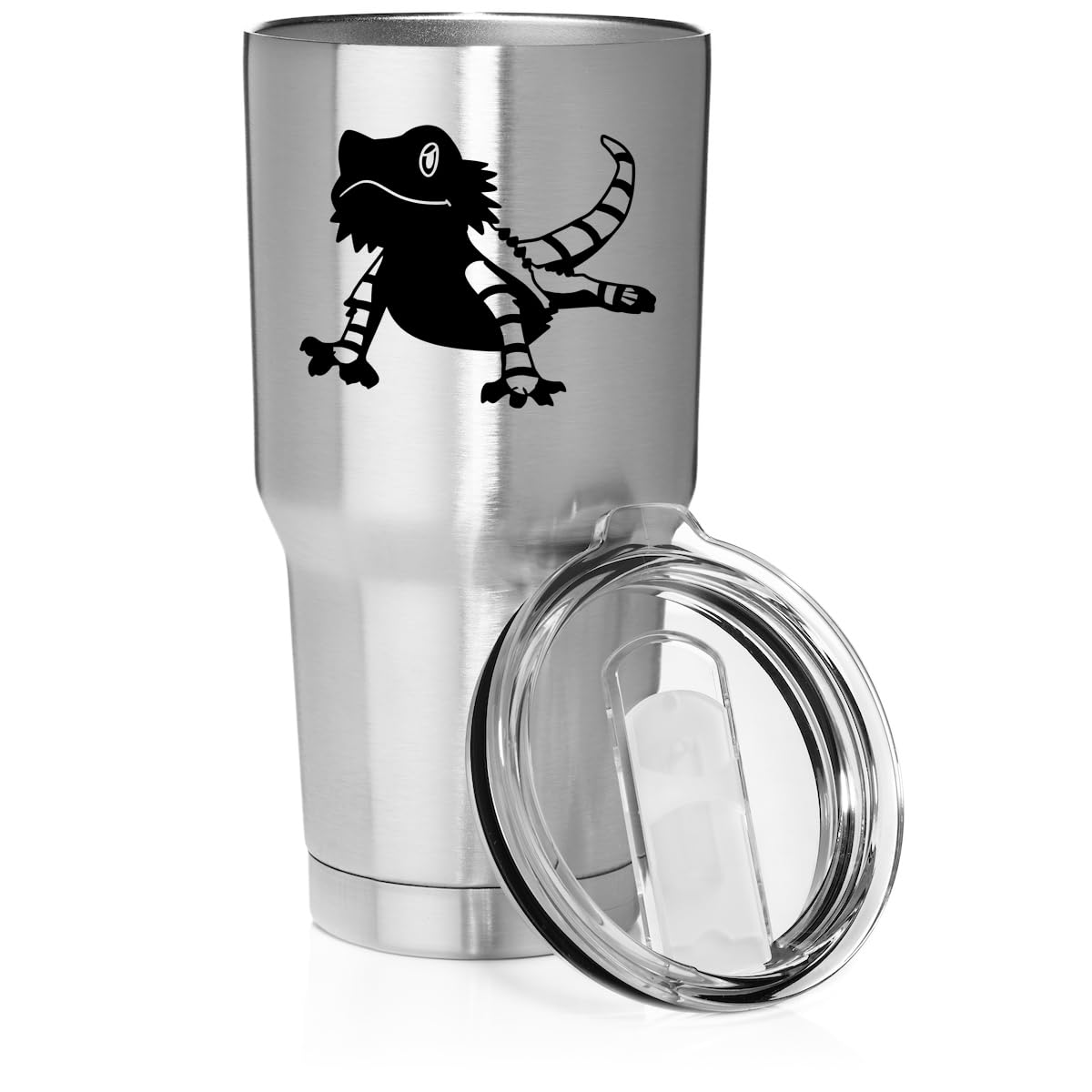 Smooth Body Tumbler Stainless Steel Vacuum Insulated Travel Mug Cup Gift Bearded Dragon Lizard (30 oz, Stainless Steel)