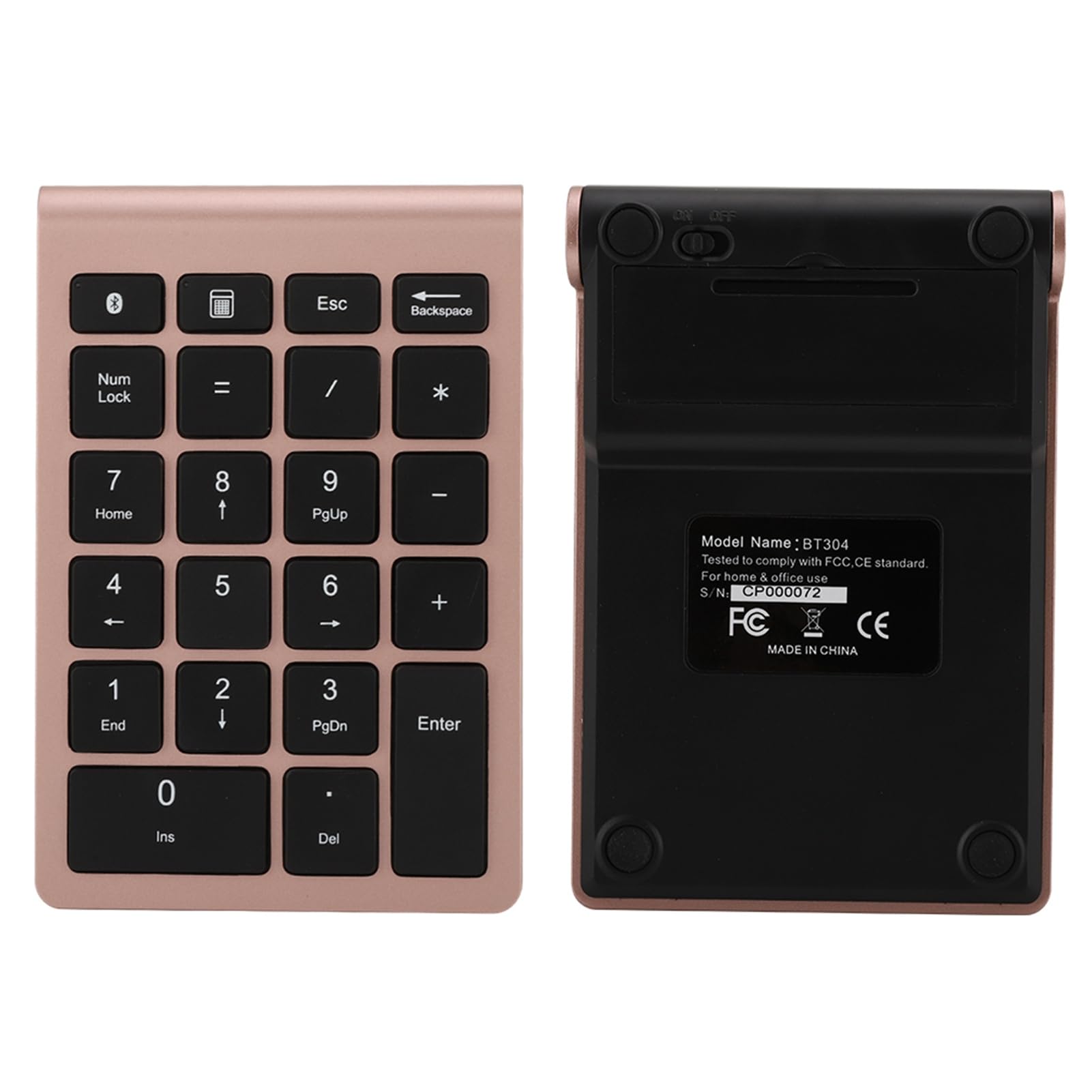 POCREATION Numeric Keypad, Bt304 22 Keys Mini Keyboard, Numeric Keypad Mini Keyboard, Keyboards Accessories Compatible, with Bluetooth 5.0 (Rose Gold)