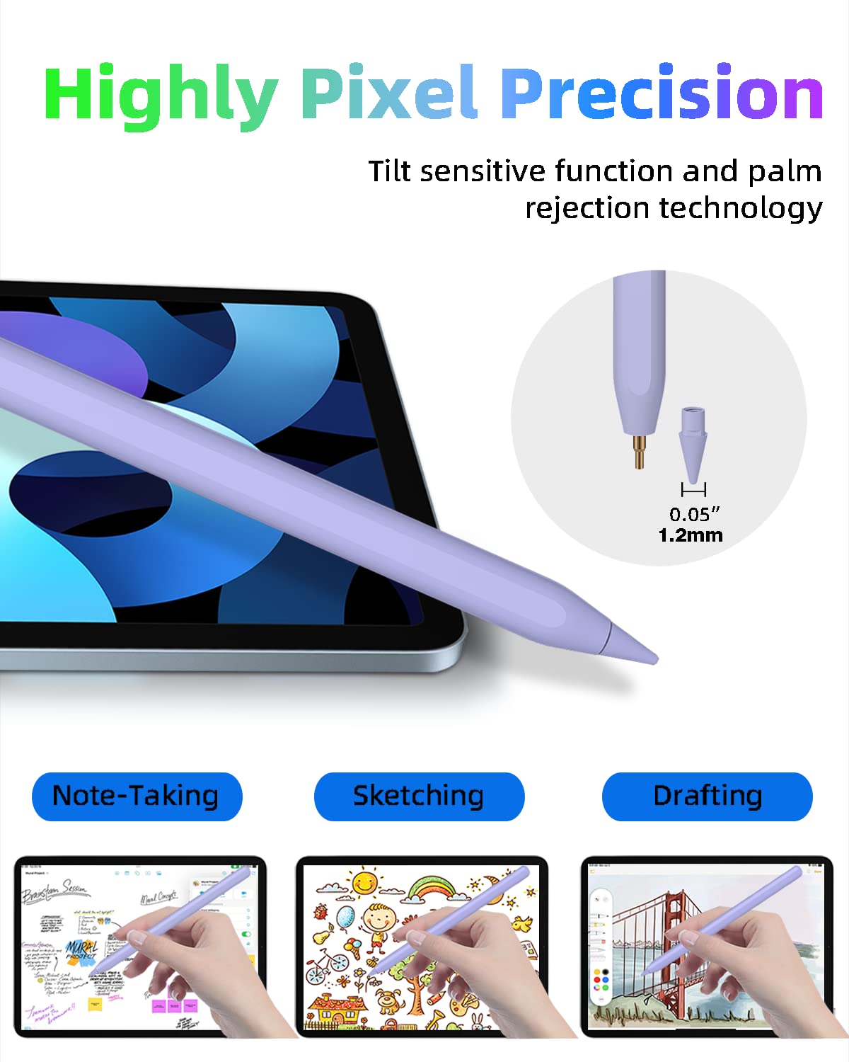 Gnanlen iPad Pencil 2nd Generation with Magnetic Wireless Charging, Same as Apple Pencil 2nd Generation,The Pen Compatible with iPad Pro 11 in 1/2/3/4,iPad Pro 12.9 in 3/4/5/6,iPad Air 4/5,iPad Mini