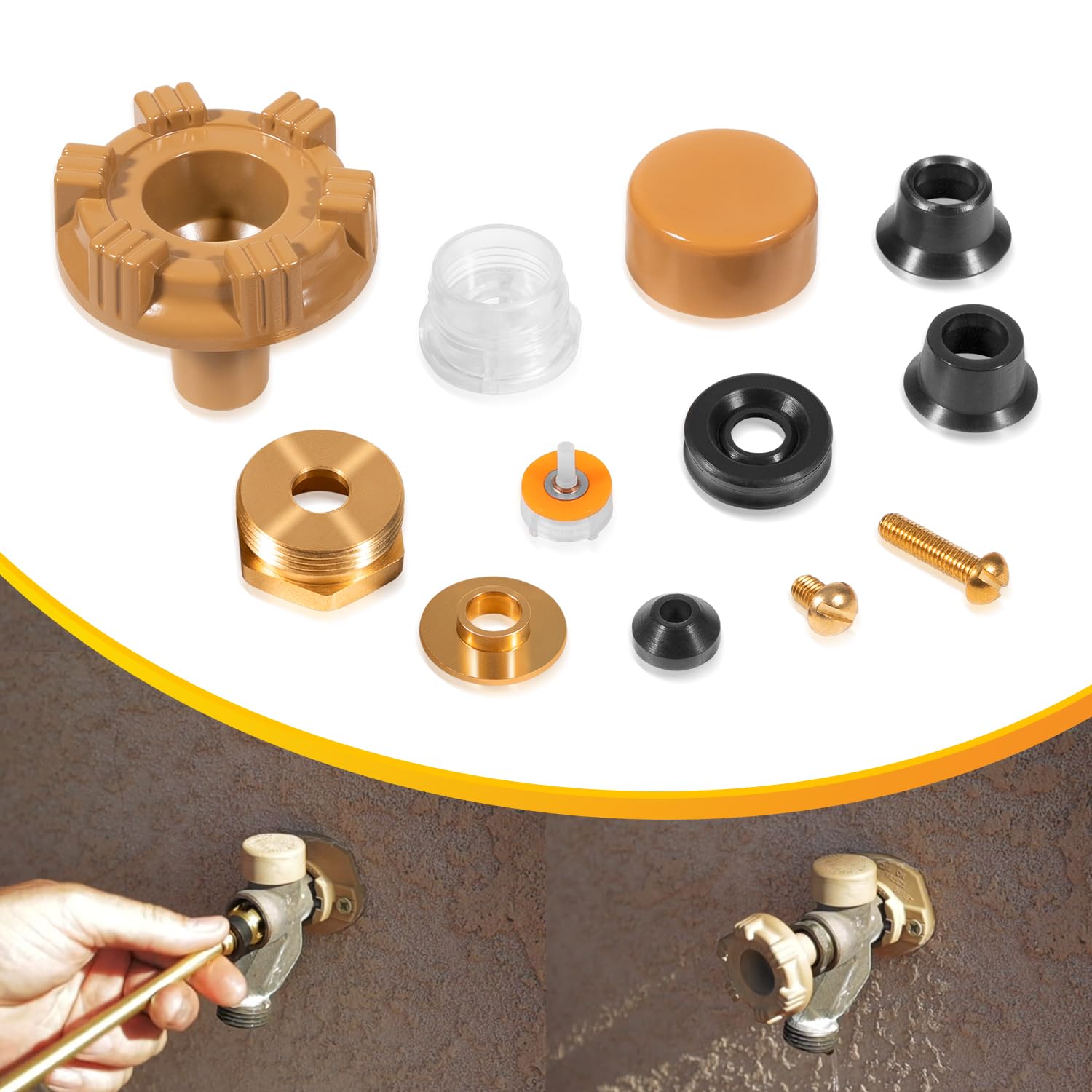 usvehj RK-17MH Repair Kit Metal Handle Replacement for Woodford Model 17 Outdoor Faucet - Frost-Proof Design (12Pcs)