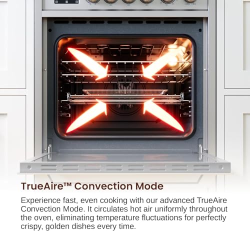 RANGAIRE RRE241TS 24" Electric Range with 4 Burners, 3.0 cu. Ft. Capacity, Freestanding Slide-in AirFry, Convection Oven, Easy Reach Racks, Soft Close Door, Clock and Timer, Stainless Steel