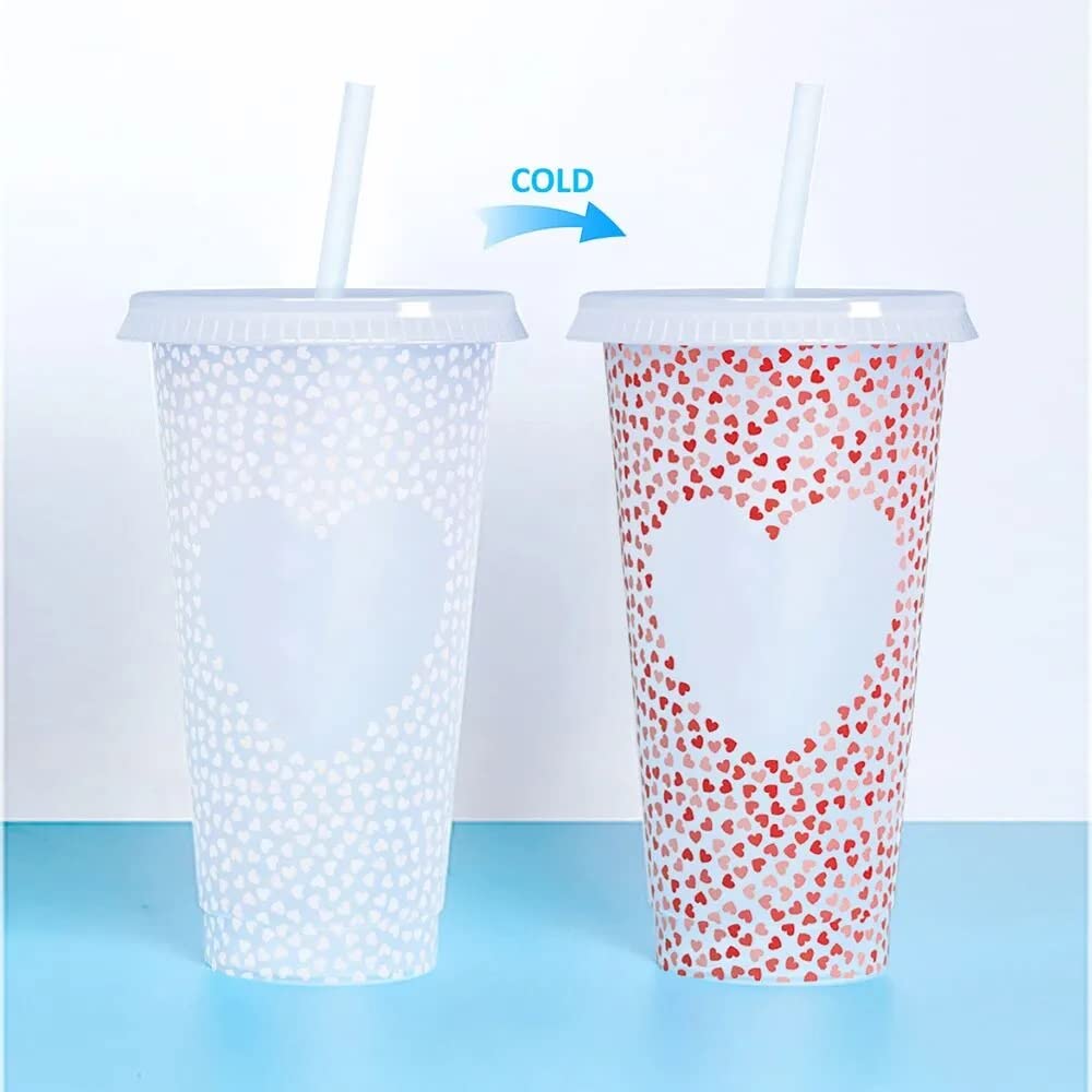 24oz Color-Changing Tumbler (2 pack) love design edition, reusable echo friendly.