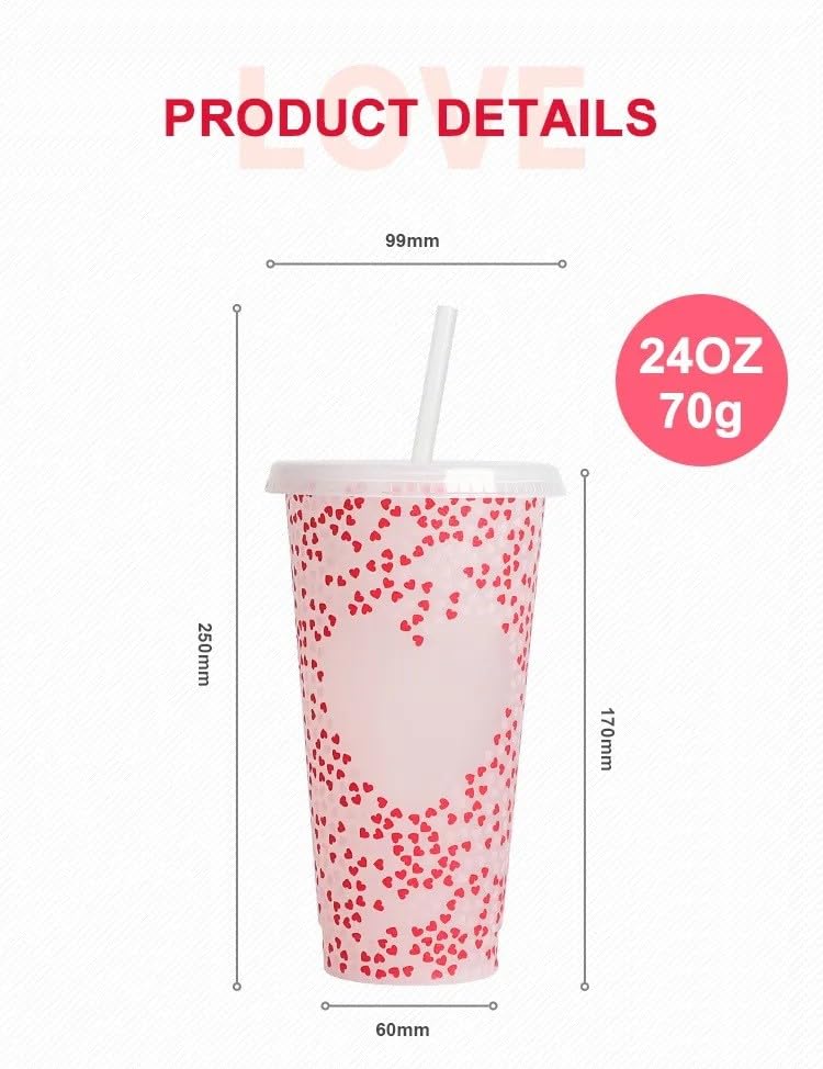 24oz Color-Changing Tumbler (2 pack) love design edition, reusable echo friendly.