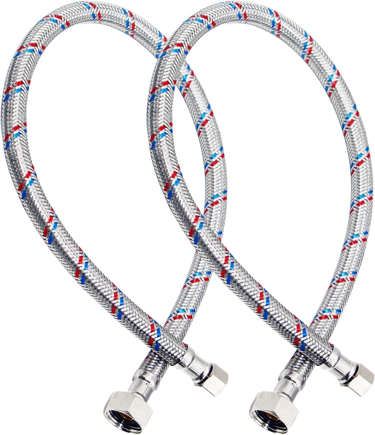 PLUMBINGMASTER 36'' Faucet Hose Connector, 3/8" Comp x 1/2" FIP Braided Stainless Steel Faucet Water Supply Lines for Bathroom Kitchen Sink Faucet 2Pcs