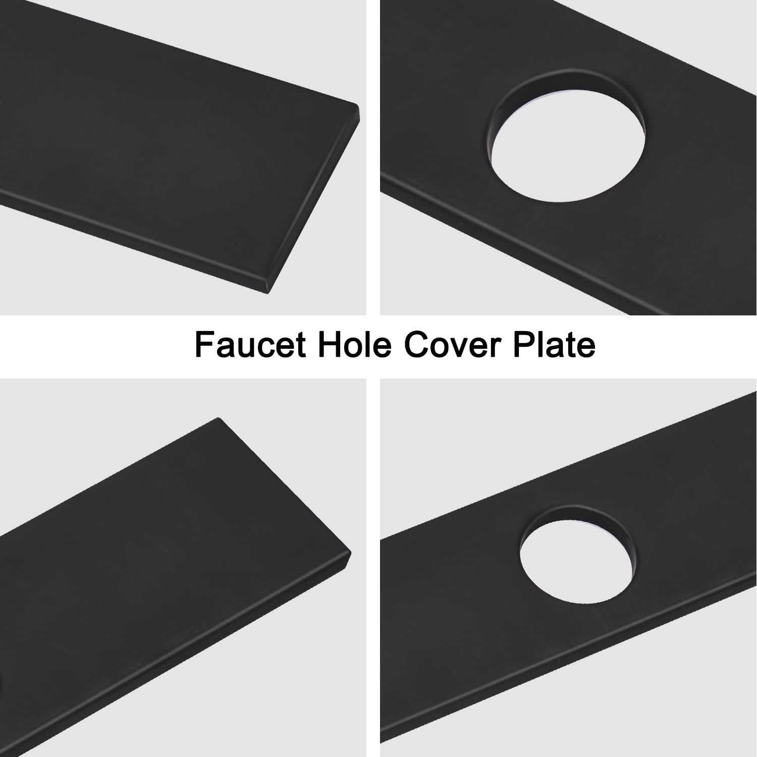 KWODE 10”Black Square Hole Cover Deck Plate for Kitchen or Bathroom Sink, Stainless Steel Escutcheon Plate for Covering Unused Mounting Holes