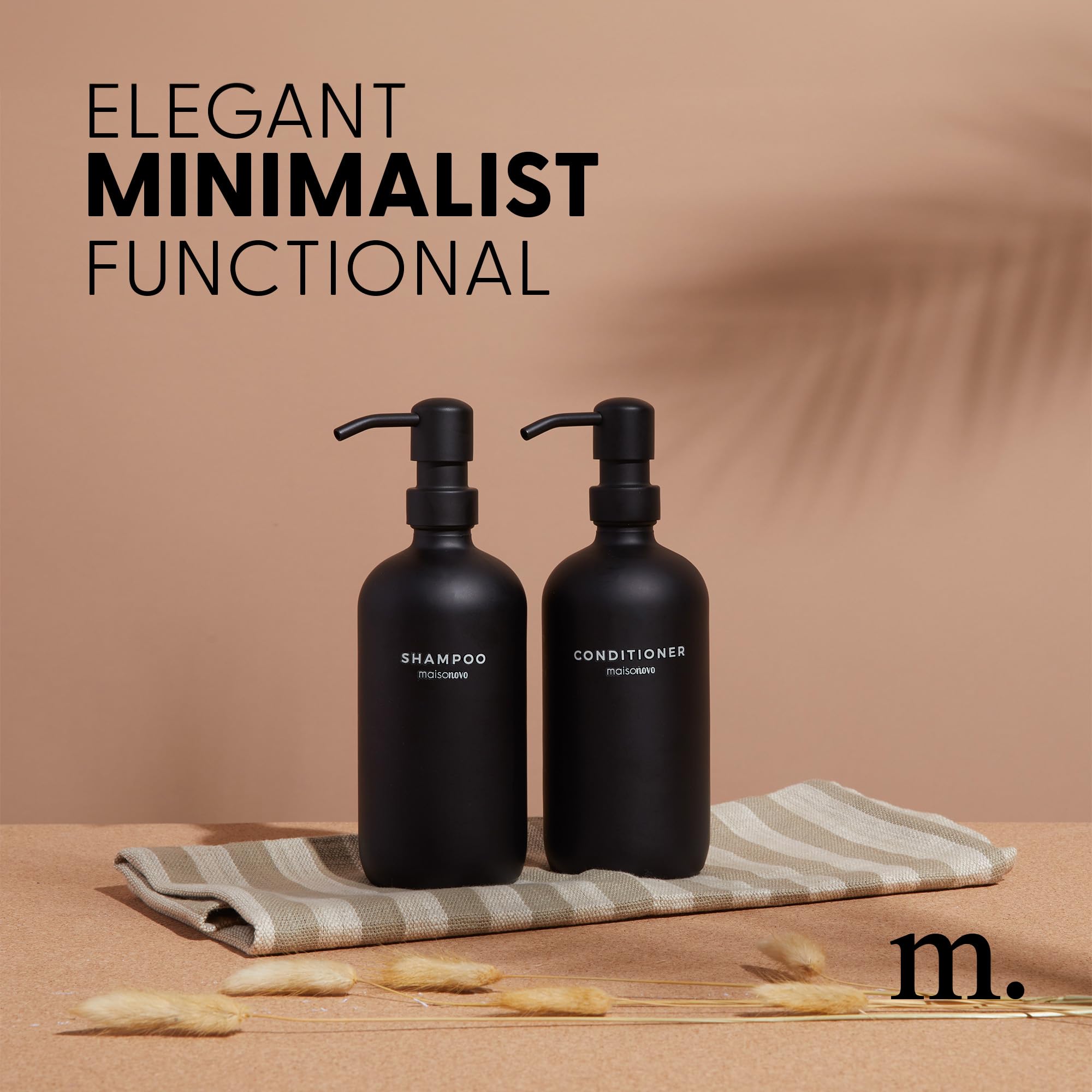 MaisoNovo Glass Soap Dispenser & Bathroom Counter Tray | Bathroom and Kitchen Set w.Dish Soap Hand Soap and Vintage Lotion Dispenser Set Waterproof Labels & Bathroom Trays for Counter & Soap Dispenser