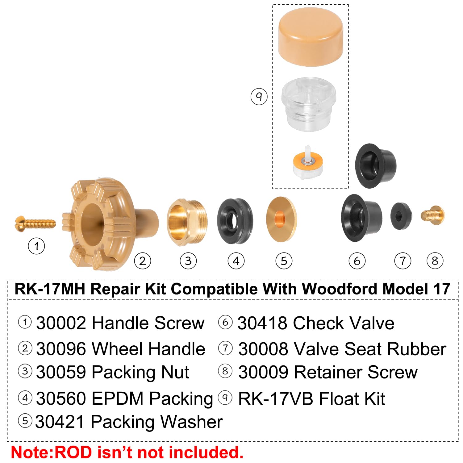 yourour RK-17MH Repair Kit Metal Handle,Outside Faucet,Compatible with Woodford Model 17