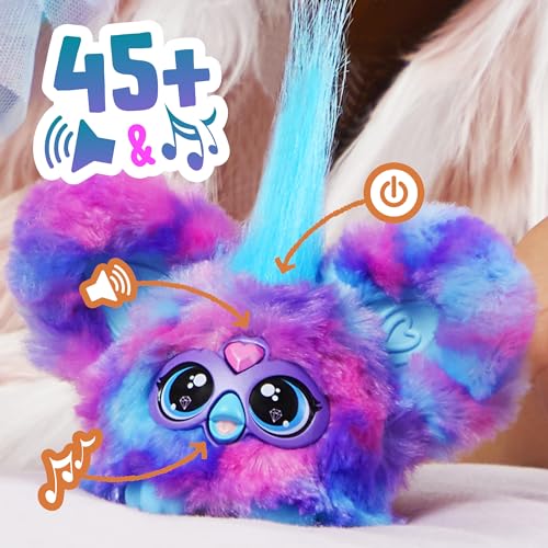 Furby Furblets Luv-Lee Mini Friend, K-Pop Music, Speaks Only Furbish, Electronic Plush Toys for Girls & Boys, Interactive Pets, Purple & Blue, Easter Basket Stuffers, 6+