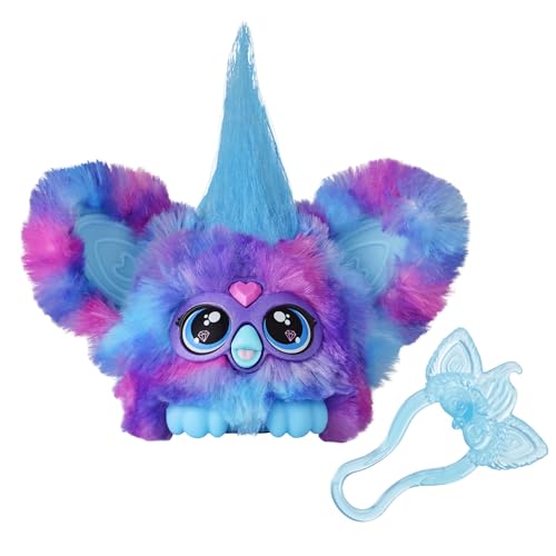 Furby Furblets Luv-Lee Mini Friend, K-Pop Music, Speaks Only Furbish, Electronic Plush Toys for Girls & Boys, Interactive Pets, Purple & Blue, Easter Basket Stuffers, 6+