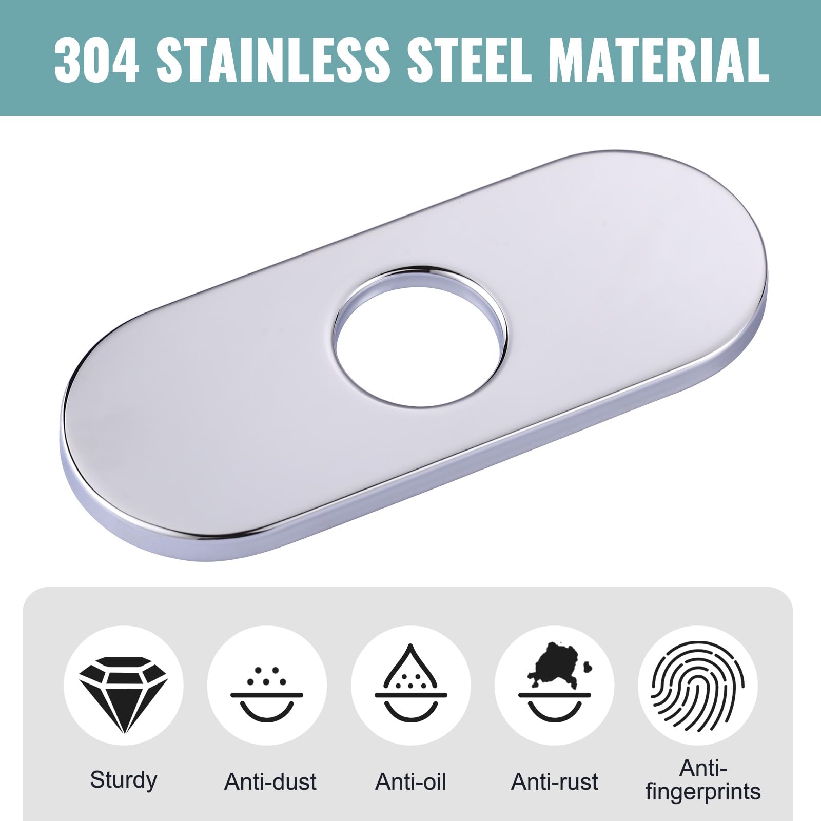 WOWOW 6.3 inch Kitchen Sink Faucet Hole Cover Deck Plate Chrome,Sink Hole Cover for 1 or 3 Hole Kitchen,Sink Faucet Single Hole Mixer Tap, Escutcheon Plate Stainless Steel Deck Plate