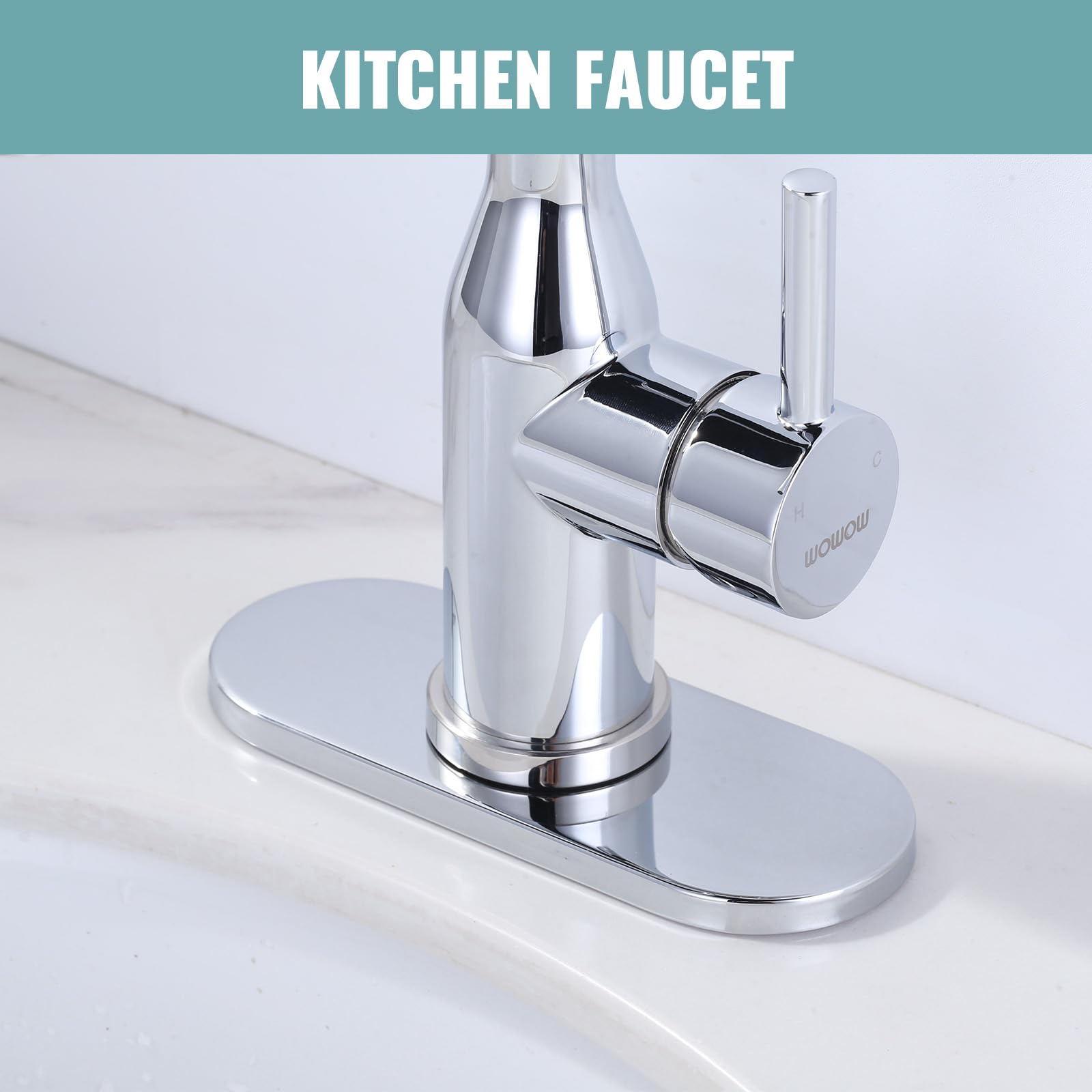 WOWOW 6.3 inch Kitchen Sink Faucet Hole Cover Deck Plate Chrome,Sink Hole Cover for 1 or 3 Hole Kitchen,Sink Faucet Single Hole Mixer Tap, Escutcheon Plate Stainless Steel Deck Plate