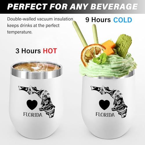 Customized Florida Gift,Florida Coffee Mug 12oz Wine with Lid 18/8 Stainless Steel Cup,Unique Oliday Travel Supplies