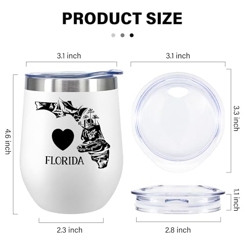 Customized Florida Gift,Florida Coffee Mug 12oz Wine with Lid 18/8 Stainless Steel Cup,Unique Oliday Travel Supplies