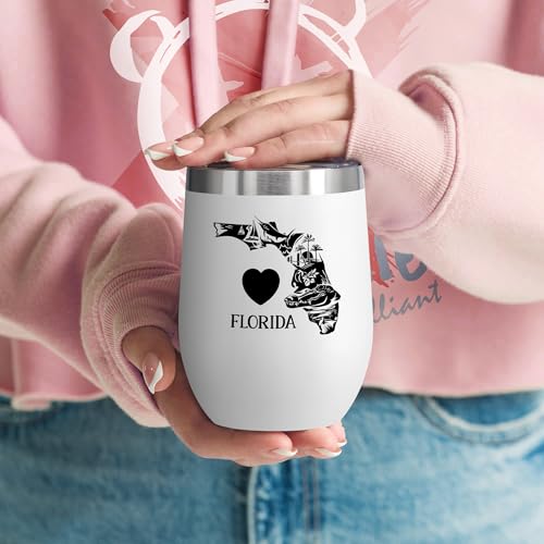 Customized Florida Gift,Florida Coffee Mug 12oz Wine with Lid 18/8 Stainless Steel Cup,Unique Oliday Travel Supplies