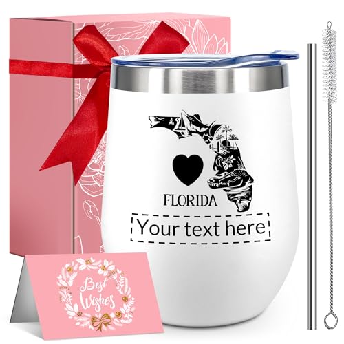Customized Florida Gift,Florida Coffee Mug 12oz Wine with Lid 18/8 Stainless Steel Cup,Unique Oliday Travel Supplies