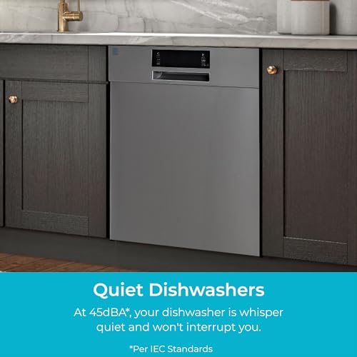 Kenmore 24" Built-In Stainless Steel Tub Dishwasher with EasyFlex 3rd Rack, SmartWash, UltraWash Plus, TurboDry, and Adjustable Rack, Energy Star Certified, Fingerprint Resistant Stainless Steel