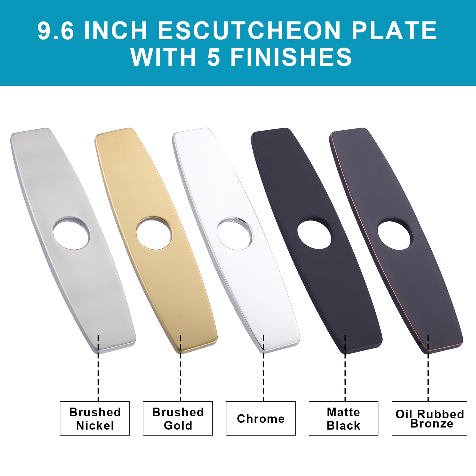 ARCORA 9.6 Inch Faucet Plate, Kitchen or Bathroom Faucet Deck Plate for 1 or 3 Hole, Stainless Steel Sink Hole Cover Escutcheon, Chrome